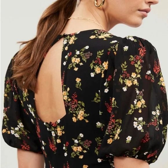 Reformation | Dresses | Nwt Reformation Vionette Open Back Floral Puff ...